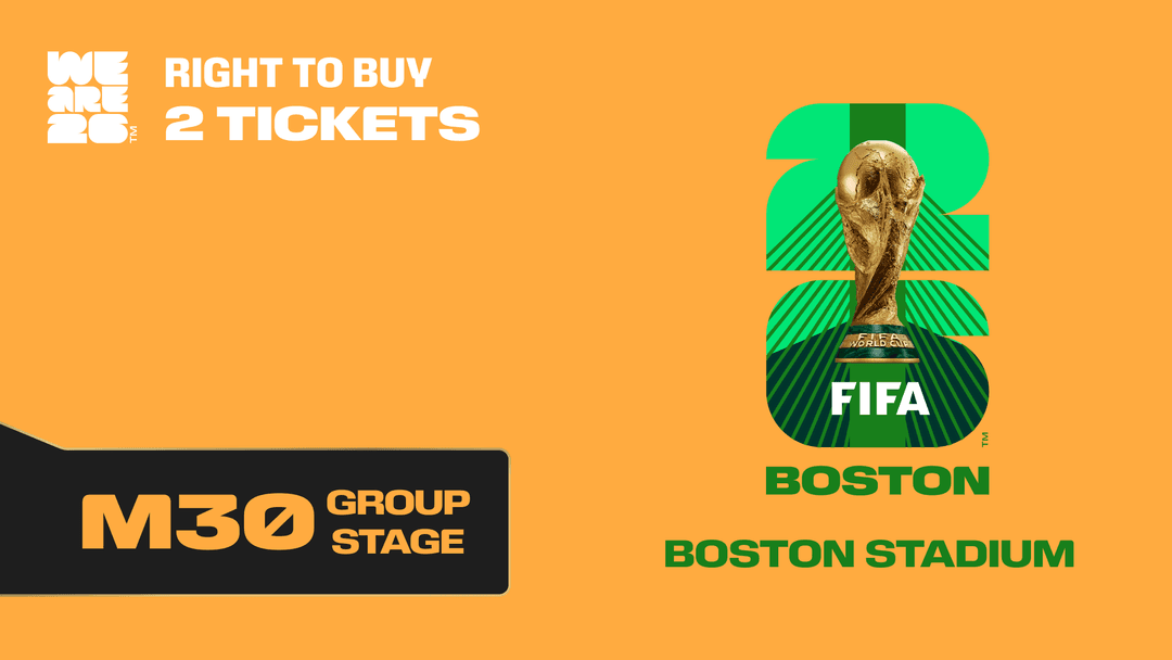 Collectible also valid as RTB for 2 tickets to M30 Boston - FIFA Collect