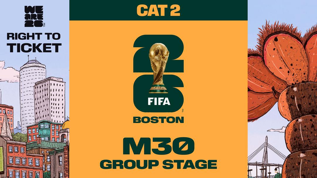 Collectible also valid as Right To Ticket Category 2 for M30 Boston ...