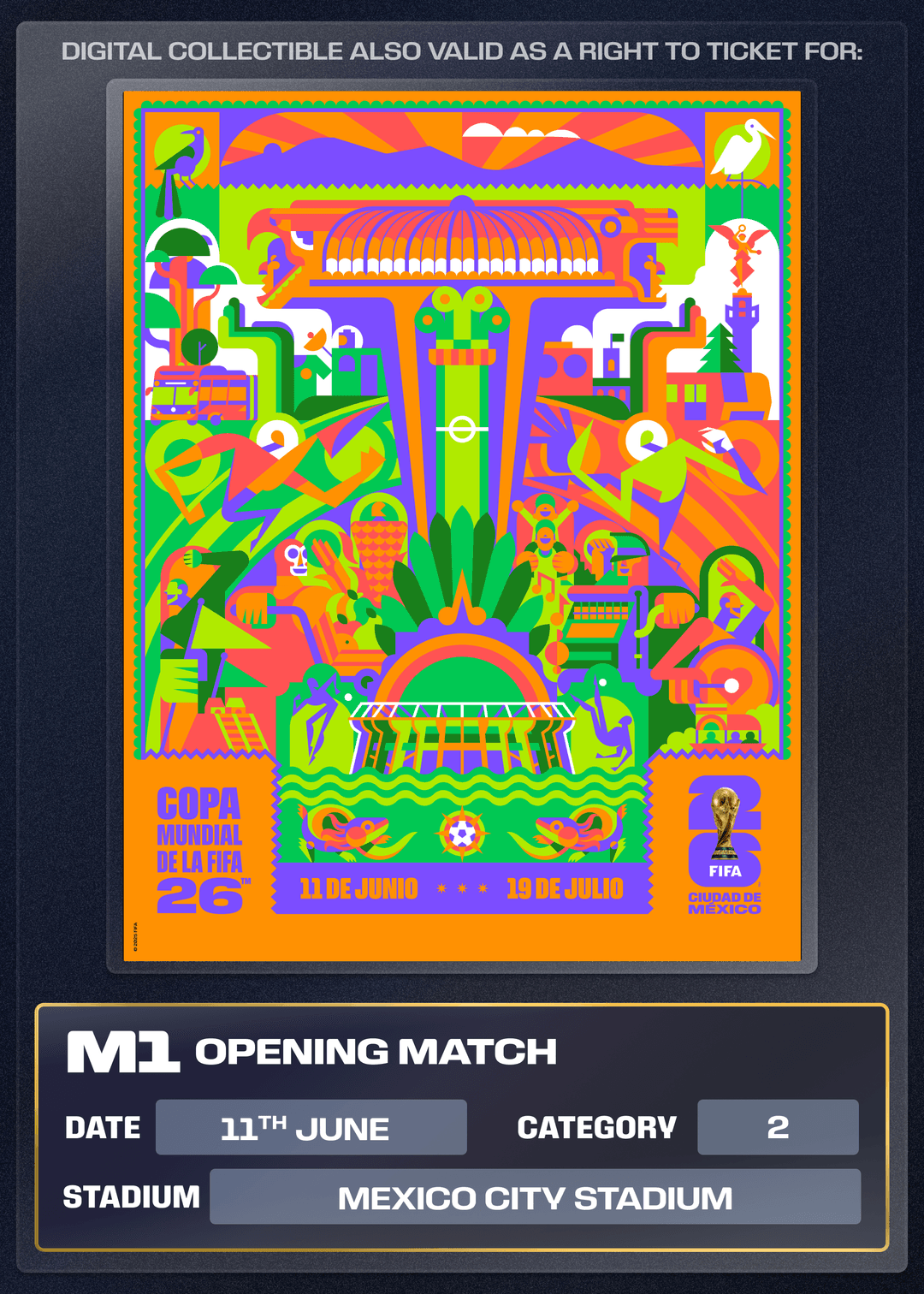 Collectible also valid as Right To Ticket Category 2 for M1 Mexico City ...