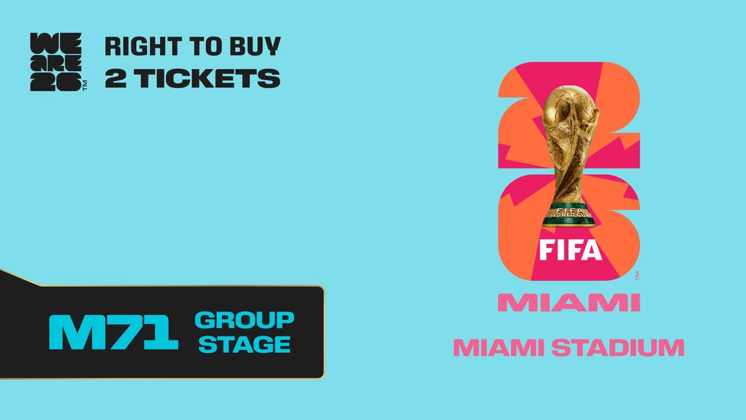 Collectible also valid as RTB for 2 tickets to M71 Miami - FIFA Collect